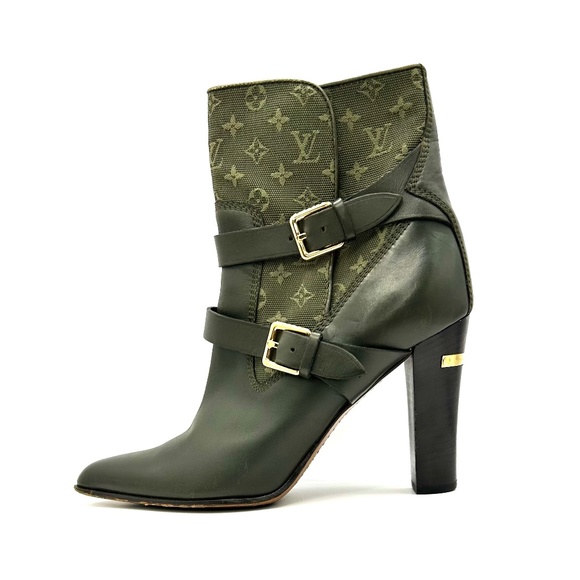 Louis Vuitton | Shoes | Louis Vuitton Mini Lin Military Green Leather ...